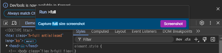 크롬 개발자 도구로 스크롤 캡쳐하기